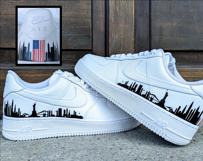 Custom City Skyline/flag Air Force 1 Sneakers - Etsy