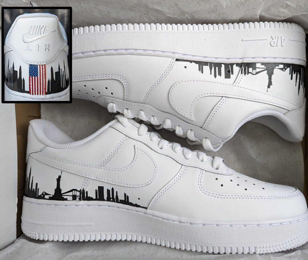 Custom City Skyline/flag Air Force 1 Sneakers - Etsy