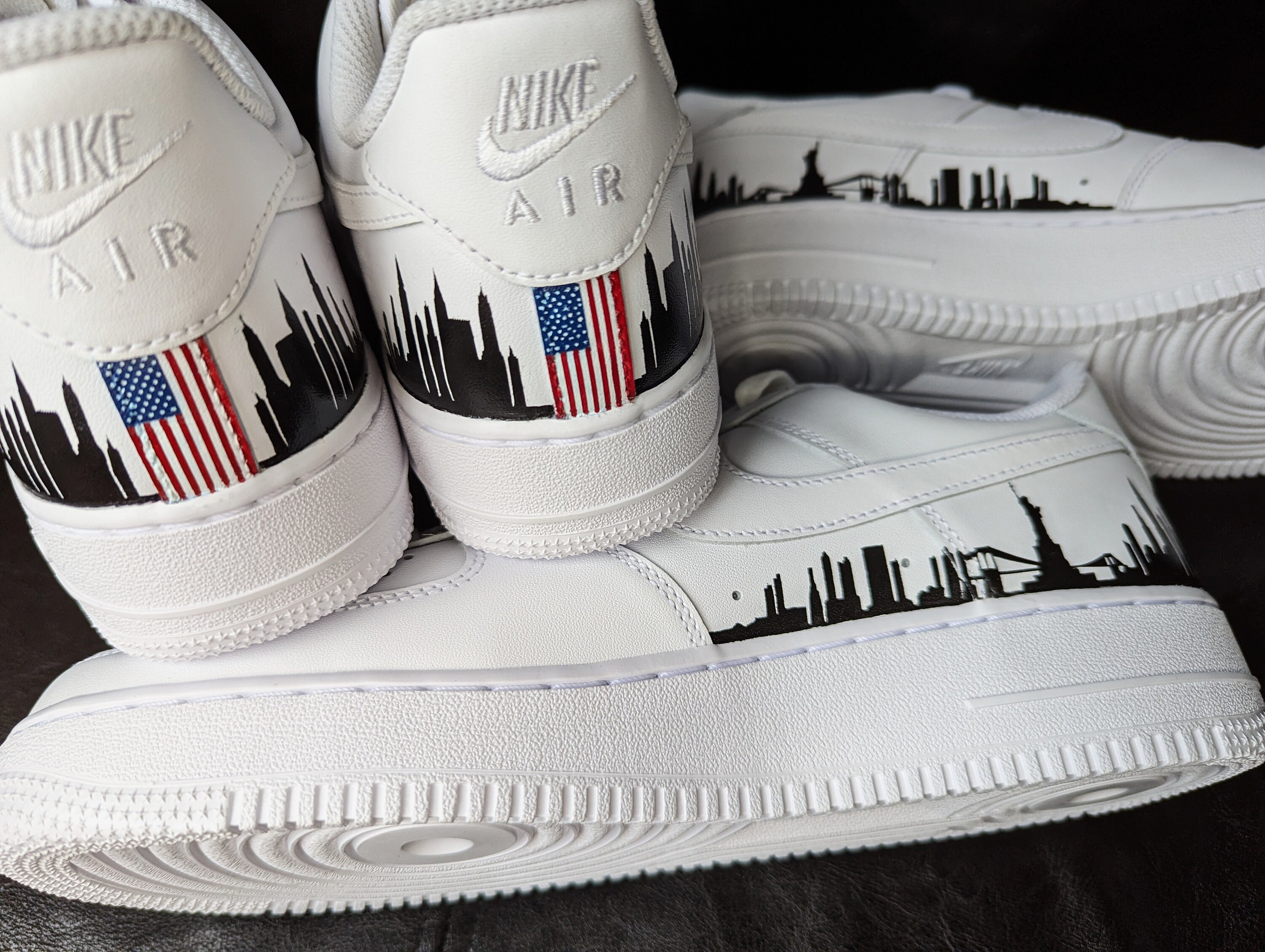 Custom City Skyline/flag Air Force 1 Sneakers - Etsy