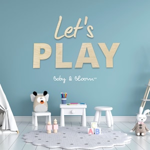 Let's PLAY Sign | Wall Lettering | Wooden Nursery Sign | Nursery ...