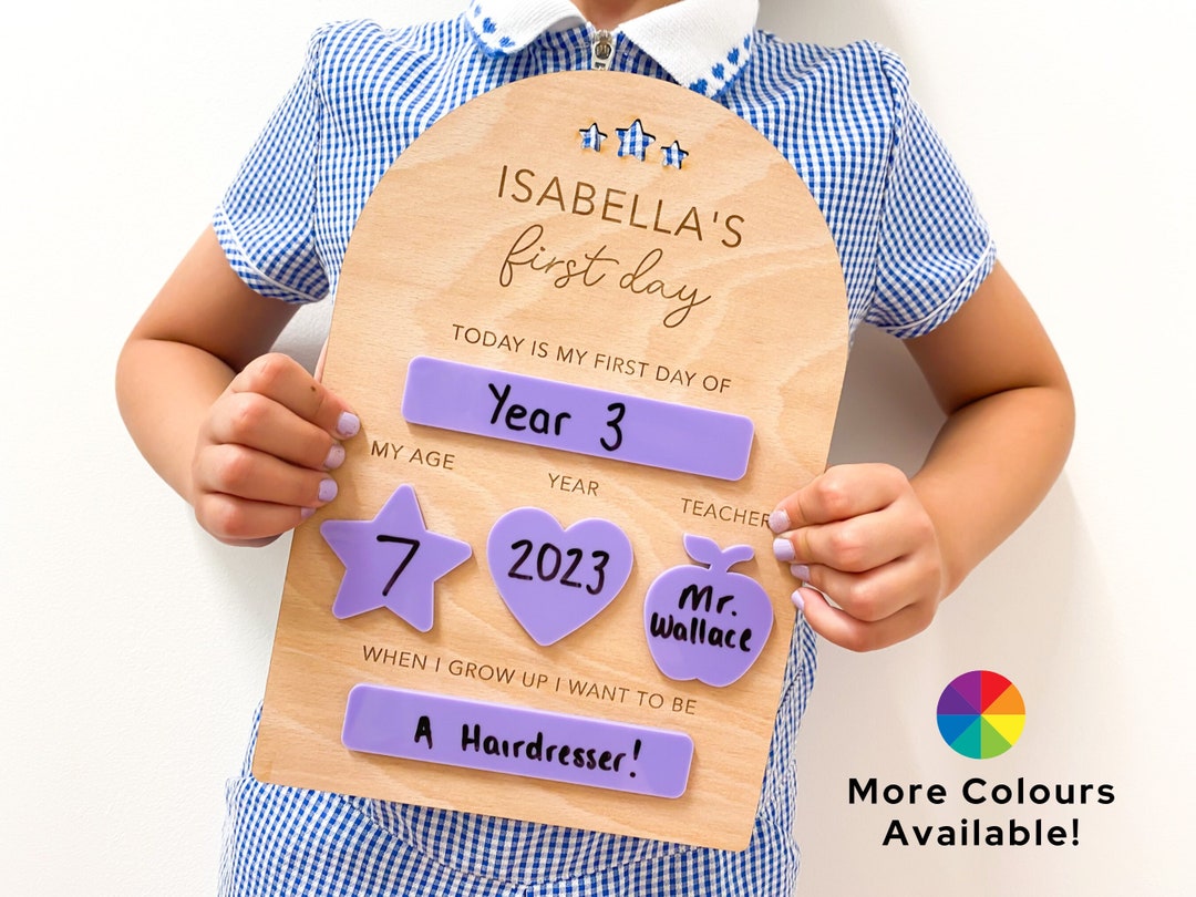 Personalised First Day of School Sign | Reusable Memory Keepsake Photo ...