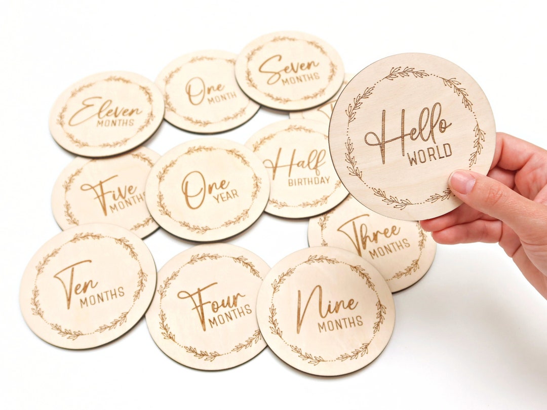 Baby Milestone Wooden Discs, Newborn Photo Props, Monthly Age ...