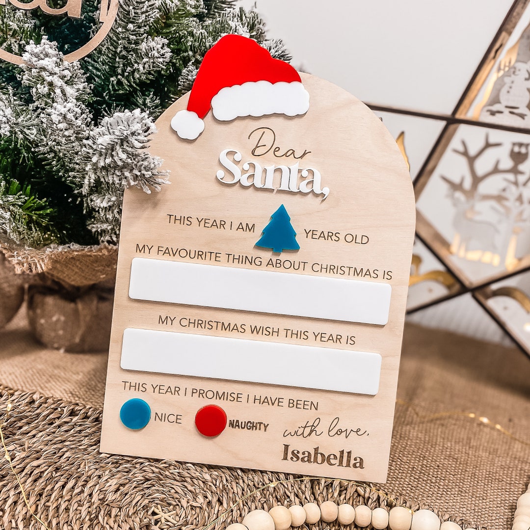 Personalised Dear Santa Wooden Sign, First Christmas Sign for Child ...