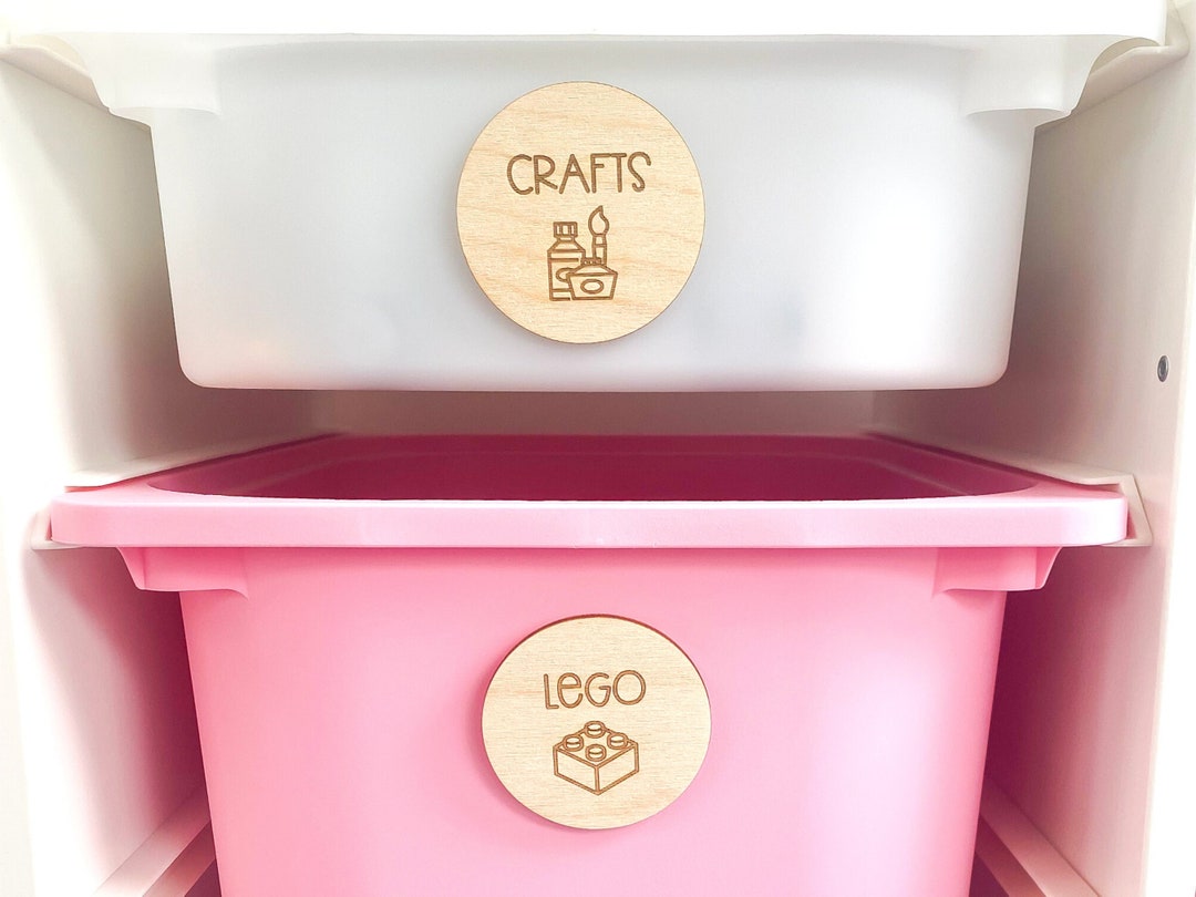 Round Wooden Toy Box Storage Tags - Trofast Labels - Playroom Decor ...