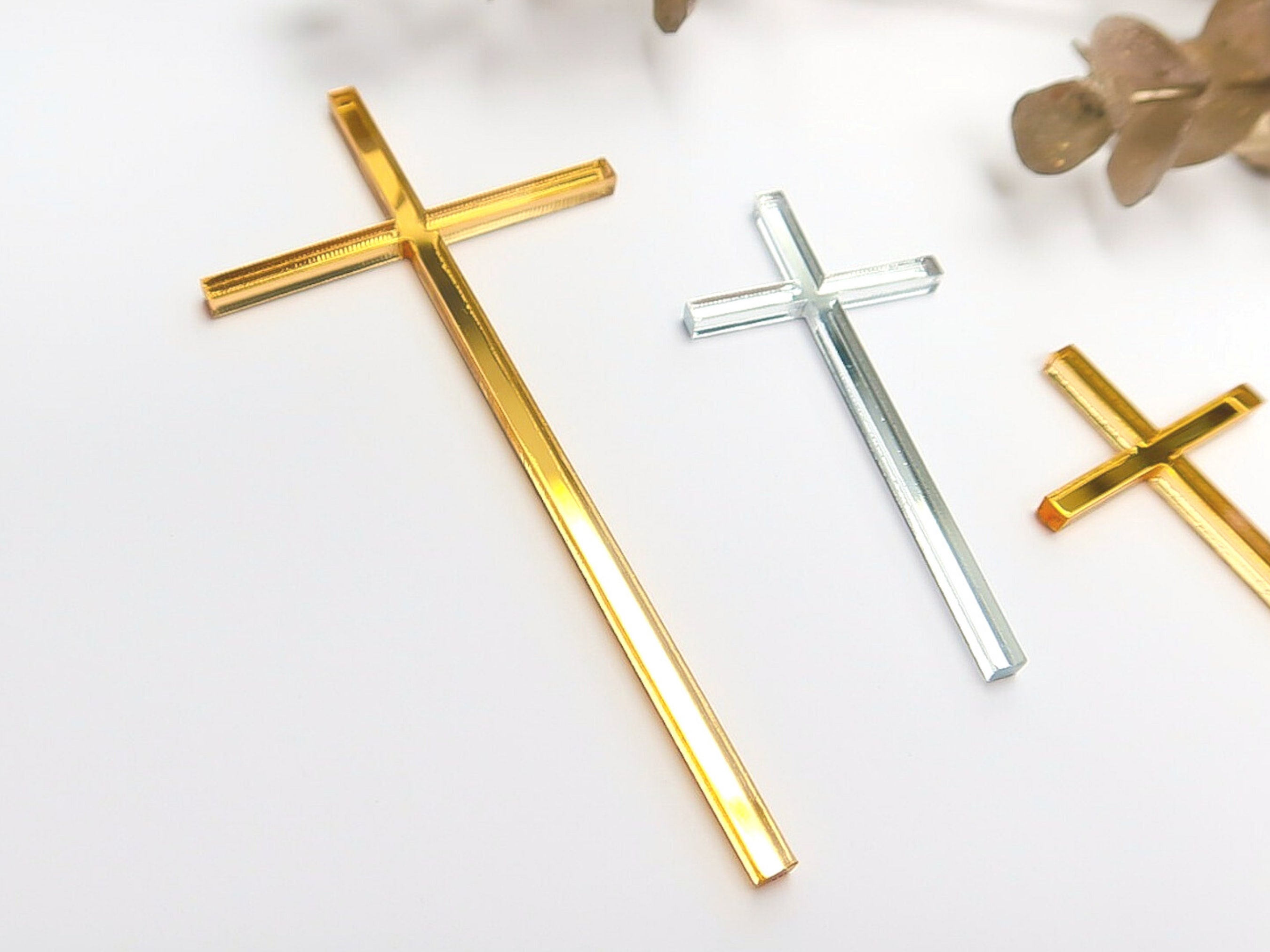 Slim Cross Cake Charm Mirror Acrylic Cross Topper for - Etsy