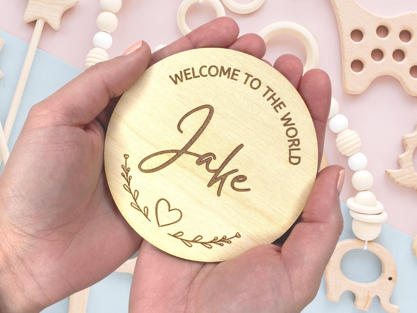 Baby Announcement Sign, Wooden Baby Announcement Sign, Welcome to the ...