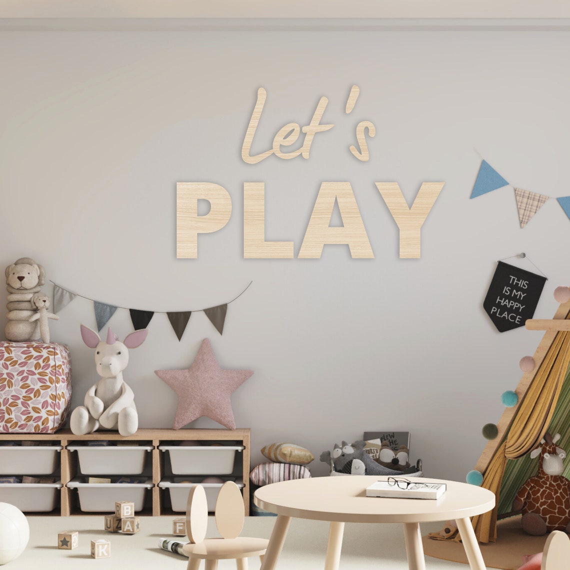 Let's PLAY Sign | Wall Lettering | Wooden Nursery Sign | Nursery ...