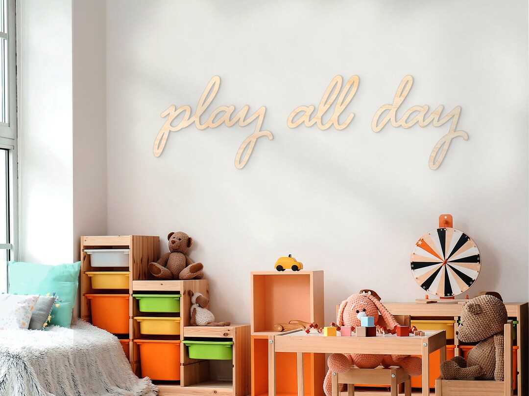 Play All Day Sign Wall Lettering Wooden Nursery Sign Nursery/playroom ...