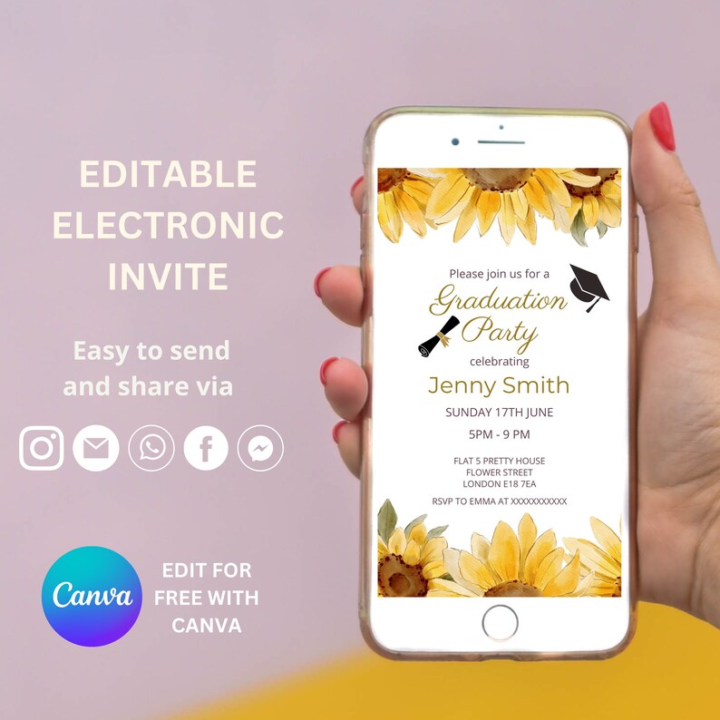 Editable Graduation Invitation Template. Get This Digital - Etsy