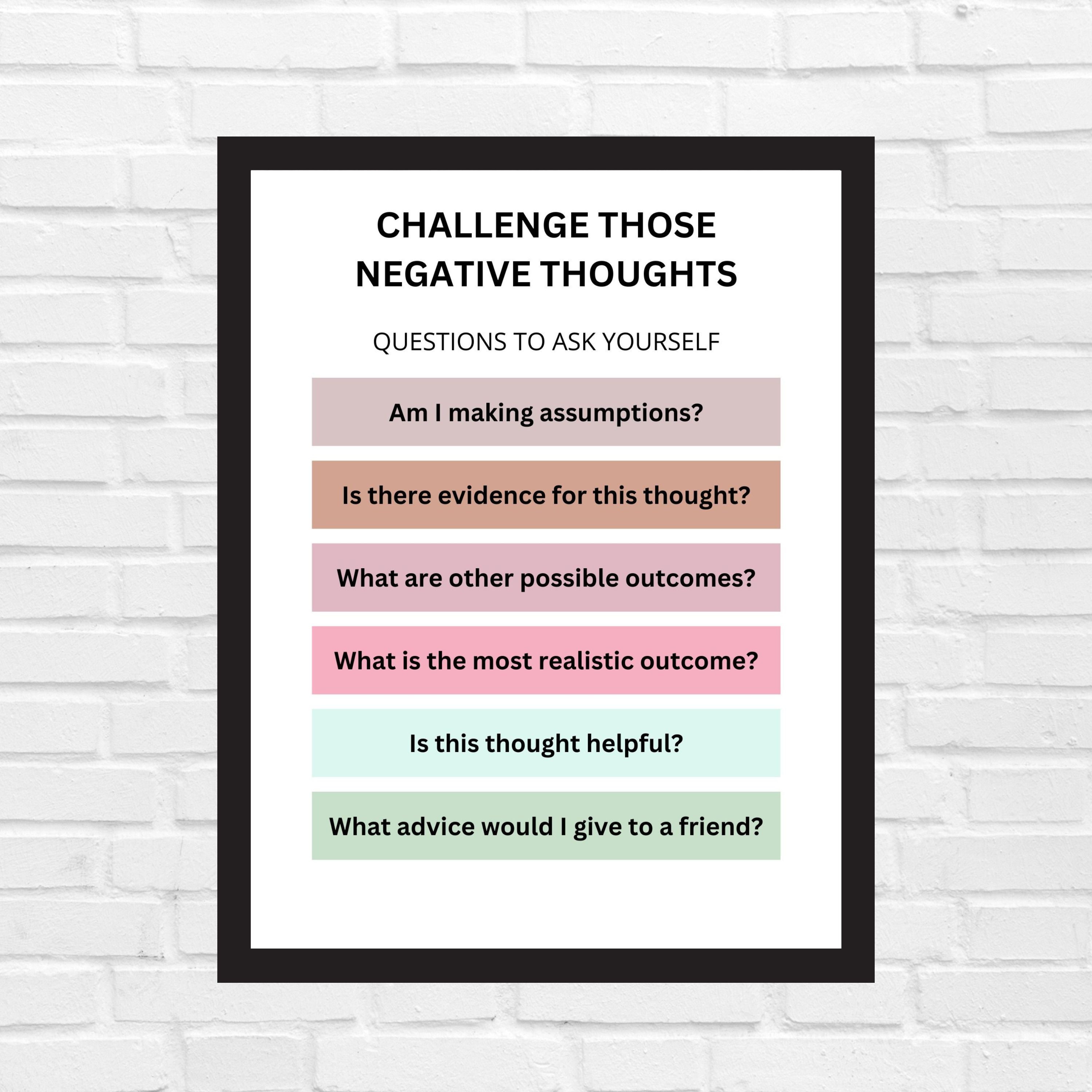 Challenge Negative Thoughts Printable Poster - Get Yours to Help ...