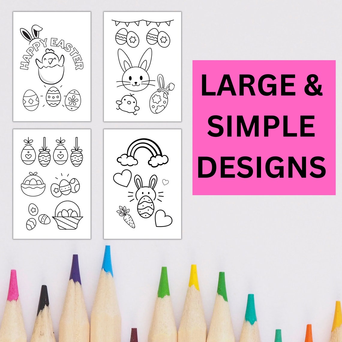 Large Printable Easter Colouring Pages for Kids & Toddlers - Get These ...