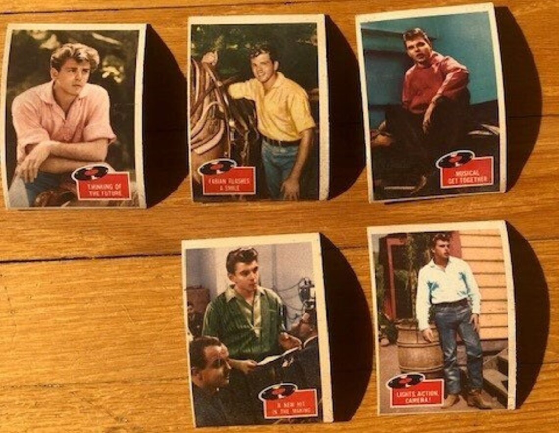 1959 "tell Us Fabian" Topps Bubble Gum Trading Cards- Set of 5 - Etsy