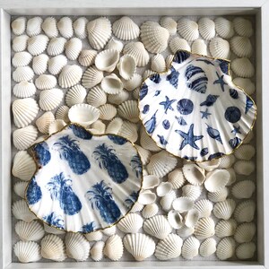 Pineapple or Sealife Decoupaged Scallop Shell. - Etsy