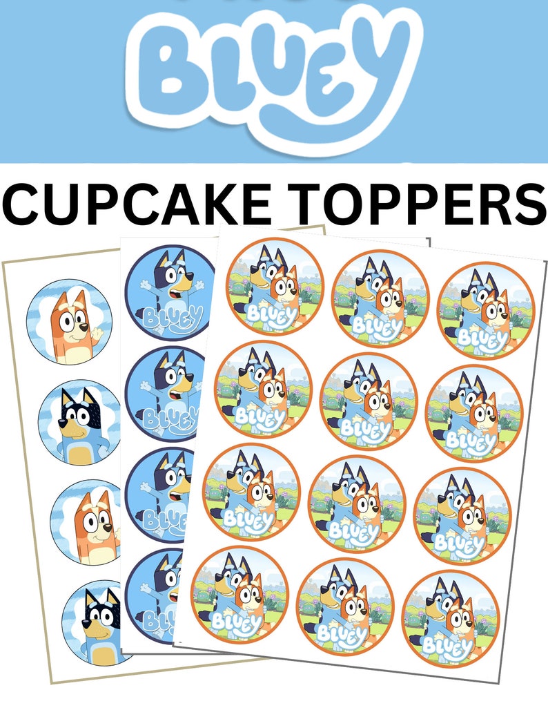 Bluey and Bingo Theme Party Birthday Cake Toppers Download Print at ...