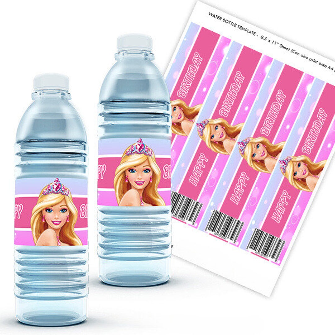 Barbie Party Theme Birthday Water Bottle Label Print at Home - Etsy