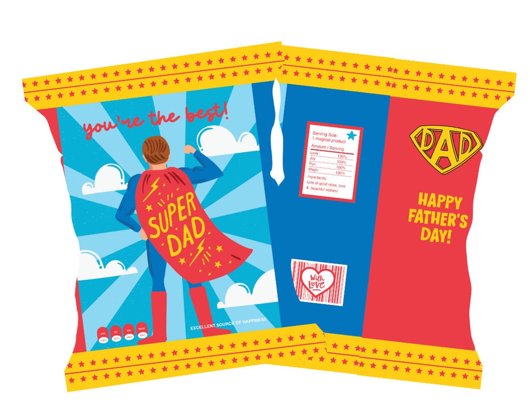 Dad Father's Day Crisp Bag Packet Superhero Print at Home - Etsy
