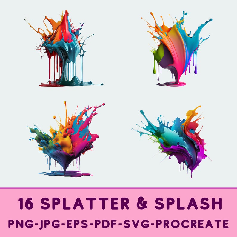 16 3D Paint Splatter With Procreate, Watercolor, Acrylic Splatter ...