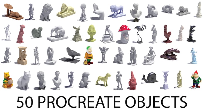 50 Procreate 3D Objects - Etsy