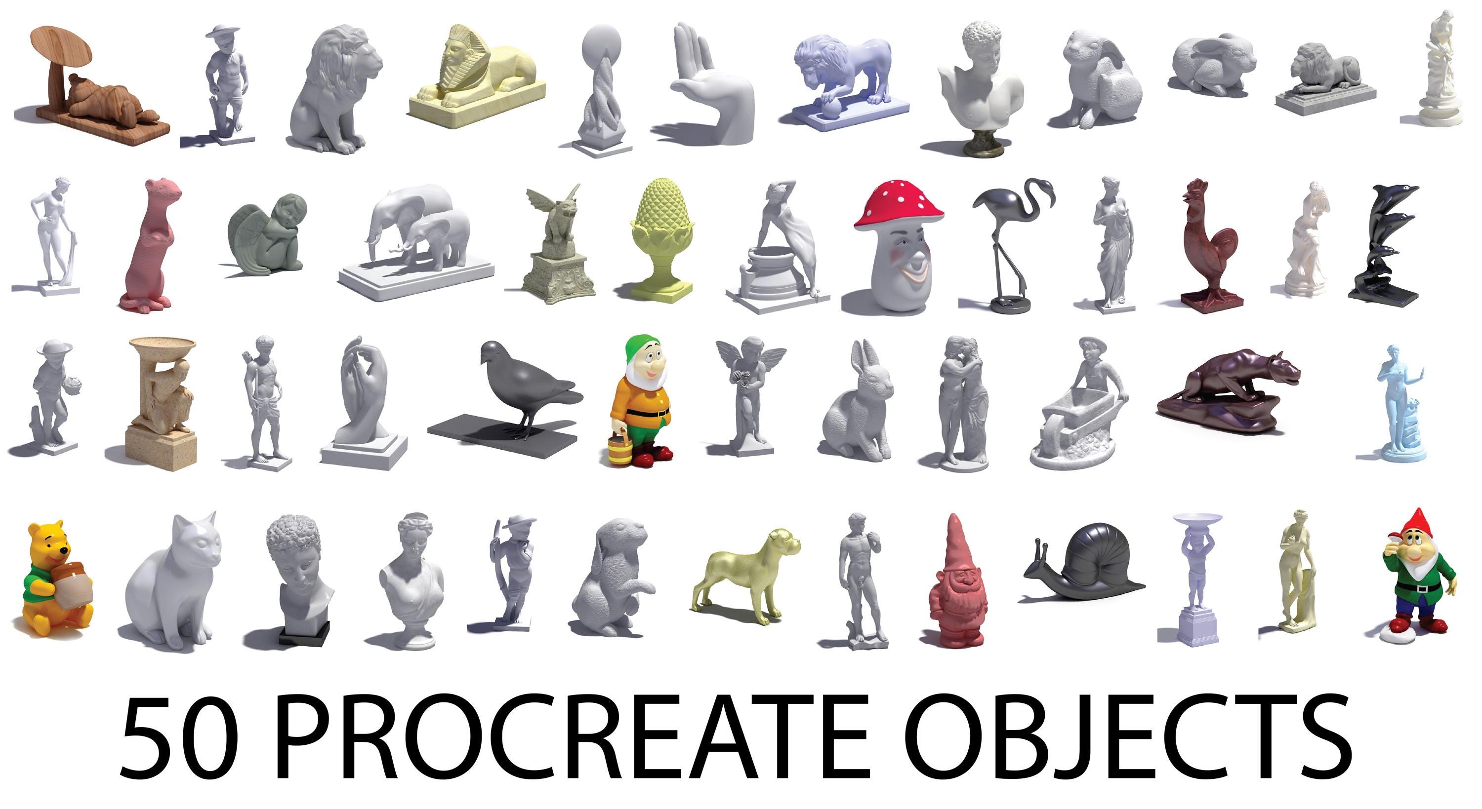 50 Procreate 3D Objects - Etsy