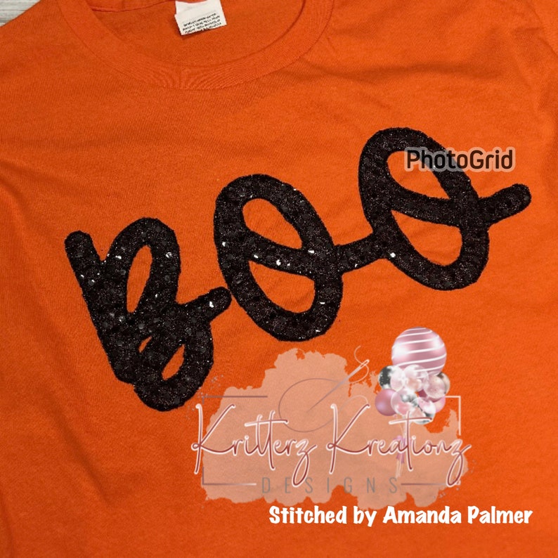 BOO Script Applique Design. BOO Applique Design. Halloween Shirt Design ...
