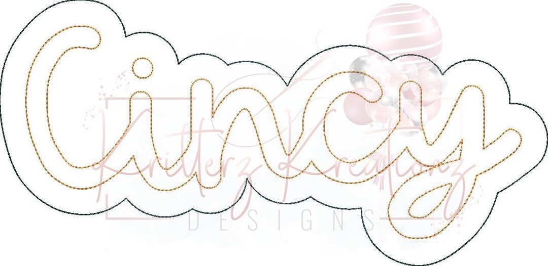 Cincy Double Applique Design. Cincy Offset Applique Design. City Name ...