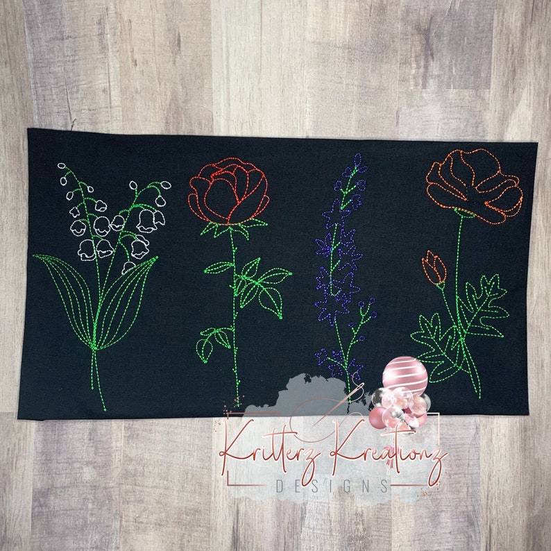 Birth Month Flower Embroidery Design. Birth Month Flowers. Birth ...