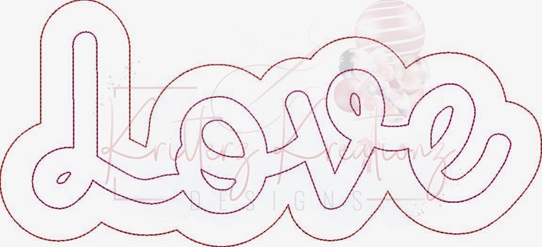 Love Double Applique Design. Love Offset Applique Design. Valentine's ...
