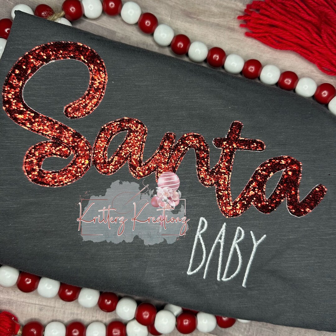 Santa Script Applique Design. Santa Applique Design. Christmas Shirt ...