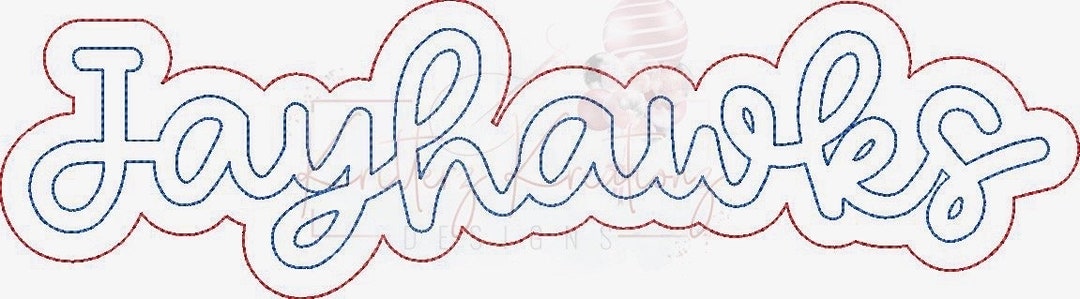 Jayhawks Double Applique Design. Jayhawks Offset Applique Design. School Mascot Design. Applique ...