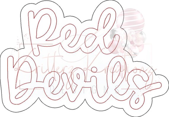 Red Devils Stacked Double Applique Design. Red Devils Stacked - Etsy