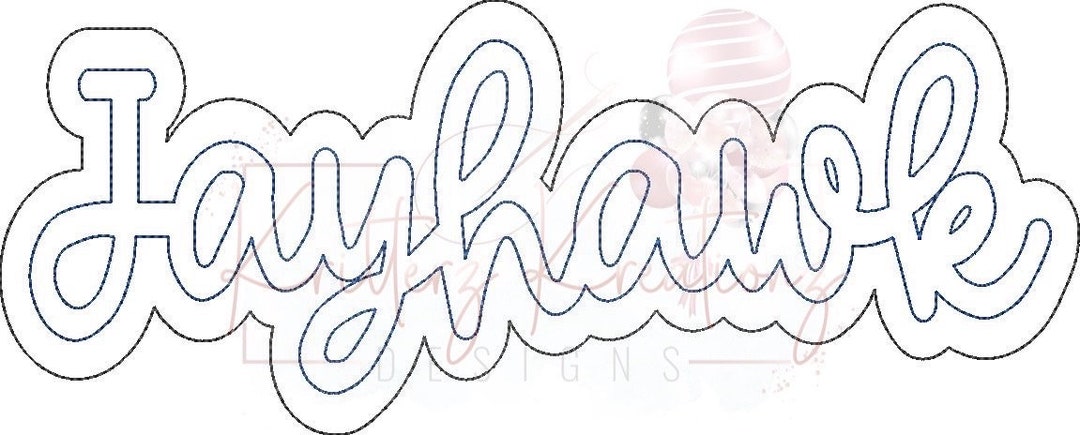 Jayhawk Double Applique Design. Jayhawk Offset Applique Design. School Mascot Design. Applique ...