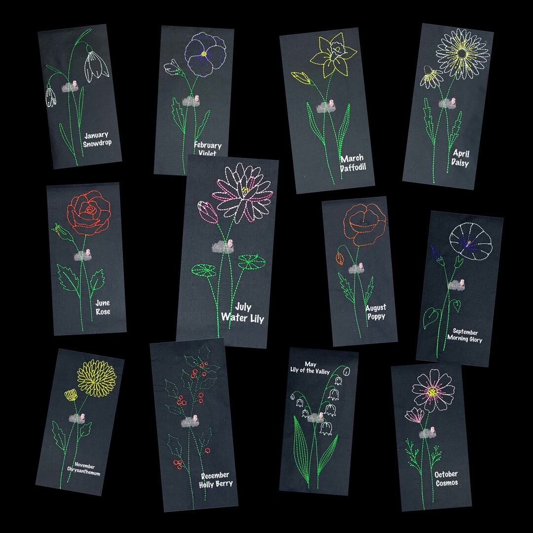 Birth Month Flower Embroidery Design Set 2. Birth Month Flowers. Birth ...