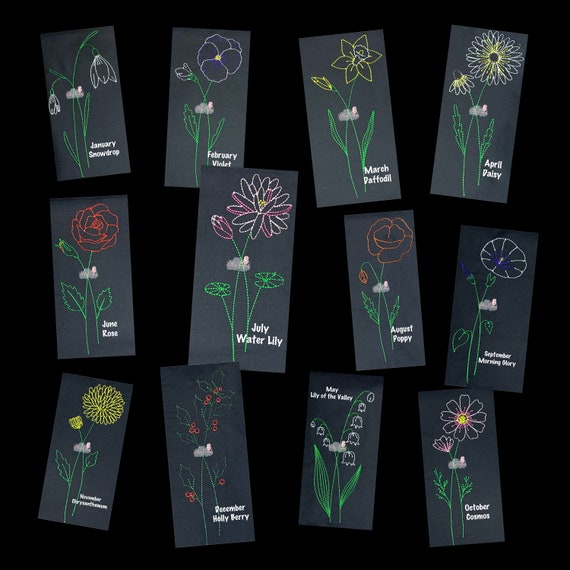 Birth Month Flower Embroidery Design Set 2. Birth Month - Etsy