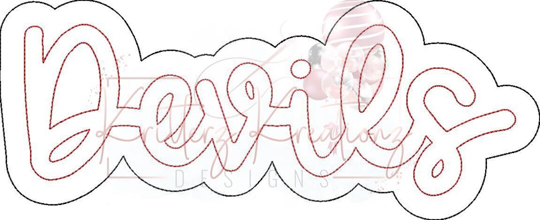 Devils Double Applique Design. Devils Offset Applique Design. School ...