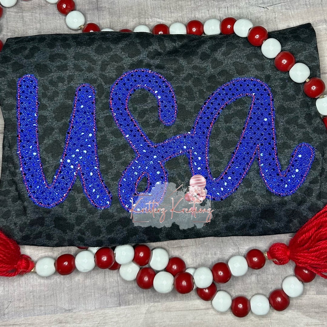 USA Script Applique Design. USA Applique Design. Fourth of July Shirt ...