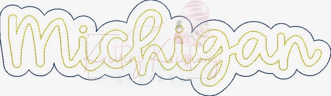 Michigan Double Applique Design. Michigan Offset Applique Design. State ...