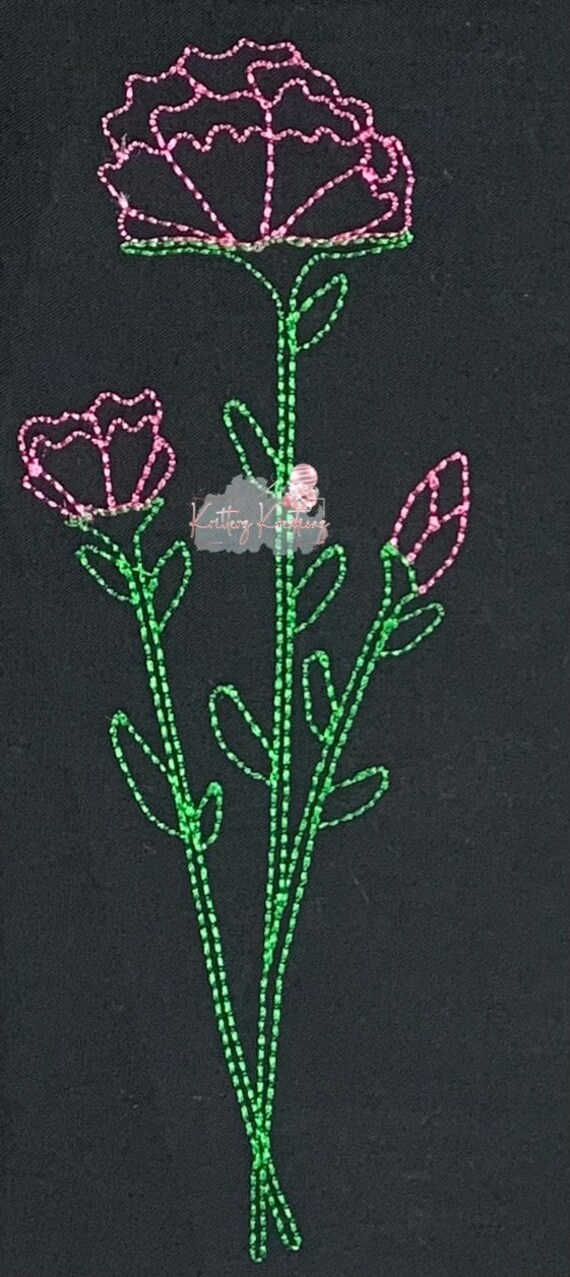 Carnation Embroidery Design. January Birth Month Flower. | Etsy