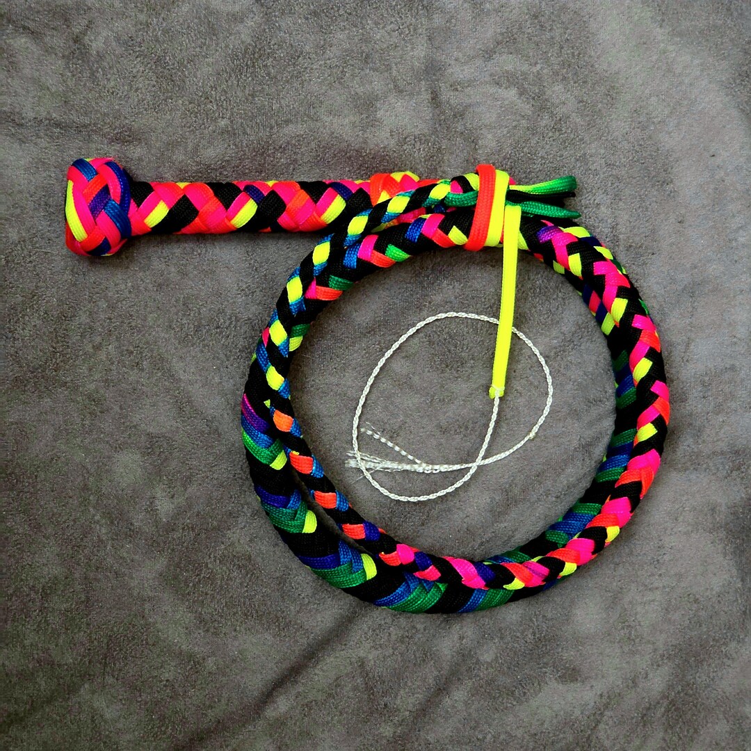 3-foot Long Miniature Paracord Bullwhip. Rainbow Colors Made at 1/2 ...