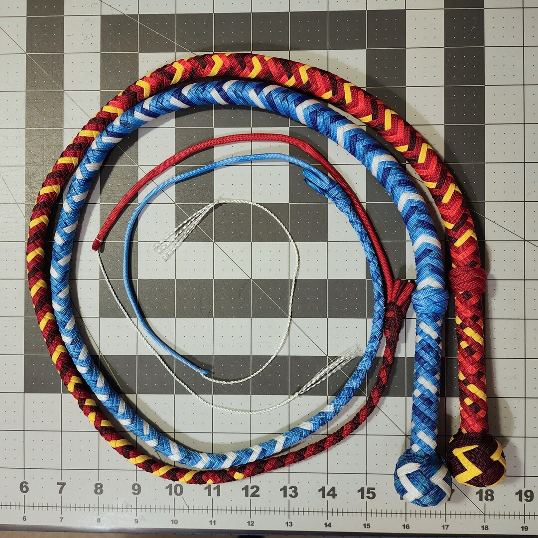 Set of 2 3-ft Long, Mini Paracord Bullwhips,fire and Ice Each Has 5 ...