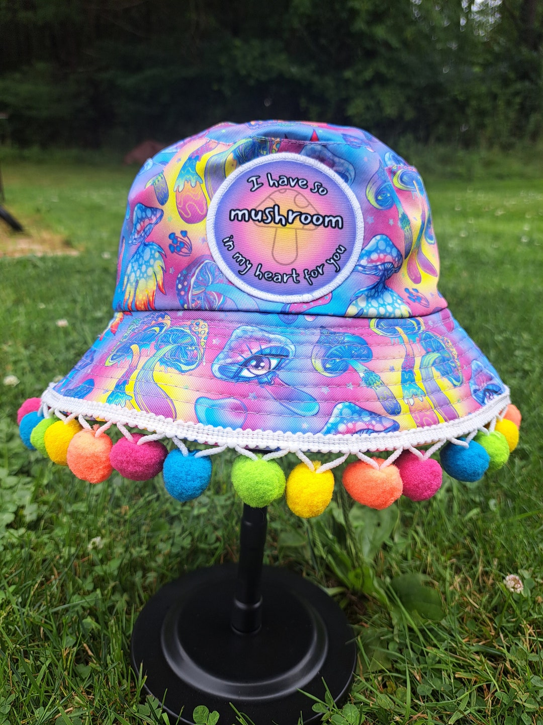 Trippy Mushroom Bucket Hat With or Without "so Mush Room" Patch ...