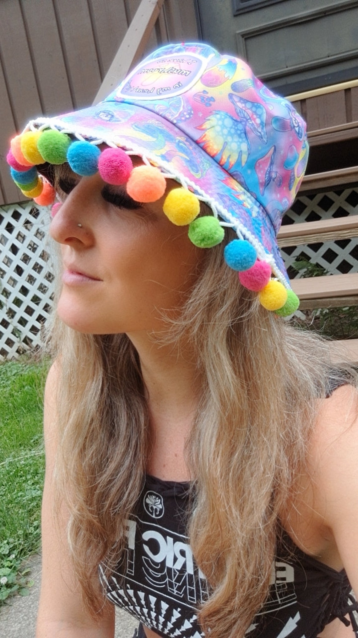 Trippy Mushroom Bucket Hat With or Without "so Mush Room" Patch ...