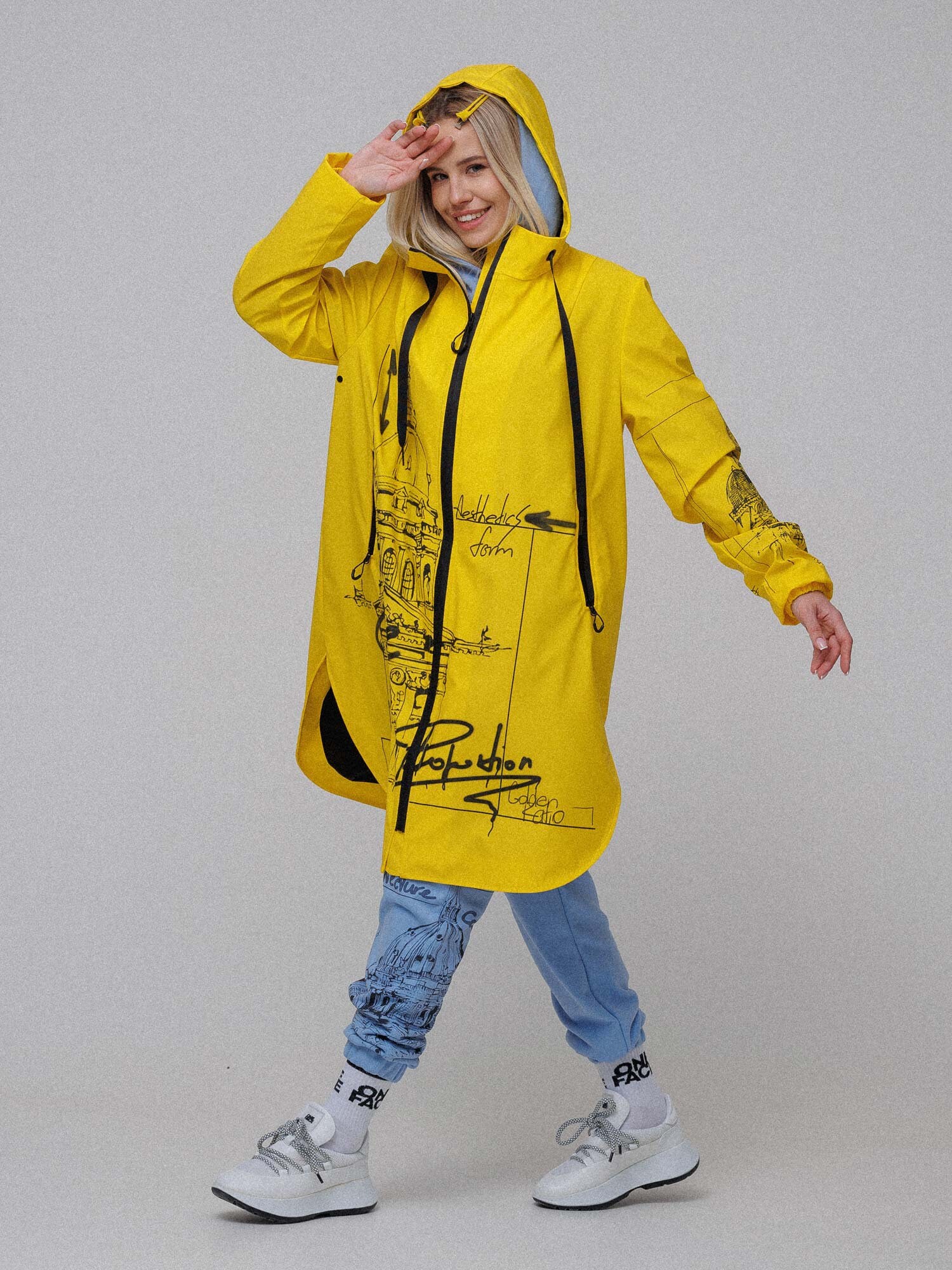 Raincoat With Architectural Pattern, Raincoat, Water-repellent Coat ...
