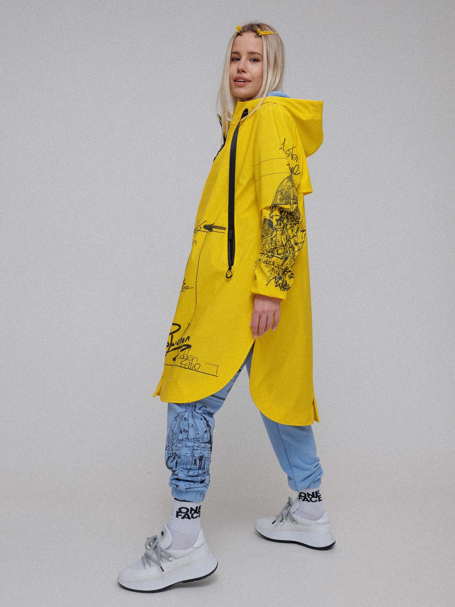 Raincoat With Architectural Pattern, Raincoat, Water-repellent Coat ...