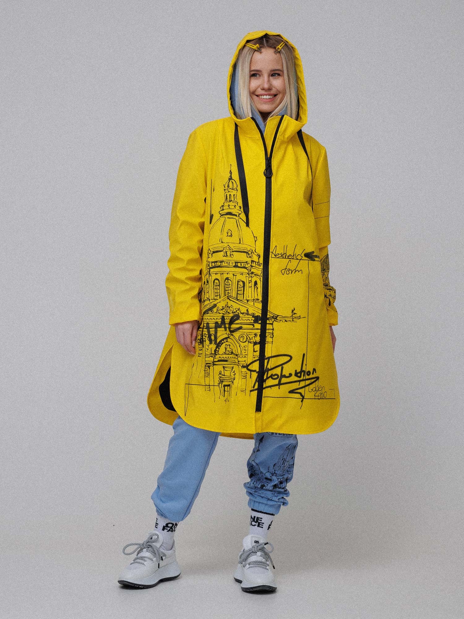 Raincoat With Architectural Pattern, Raincoat, Water-repellent Coat ...
