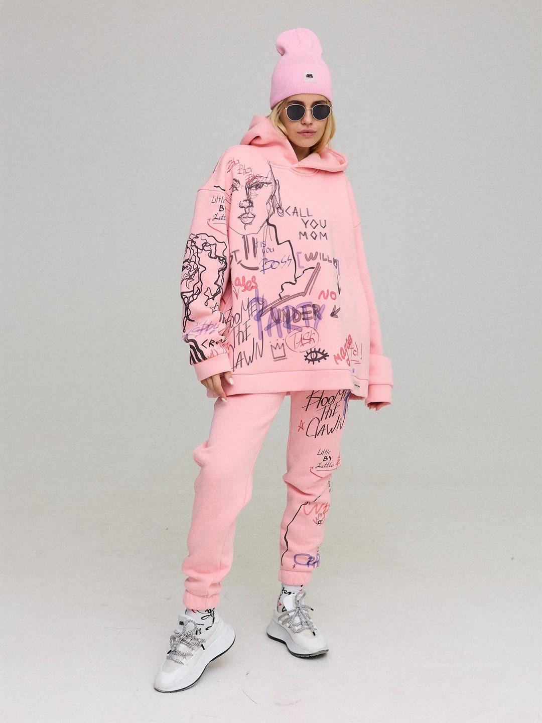 Pink Stylish Womens Track Suit: Hoodies and Joggers Set, Perfect for ...