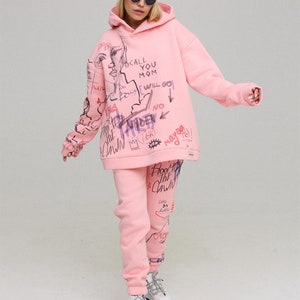 Pink Stylish Womens Track Suit: Hoodies and Joggers Set, Perfect for ...