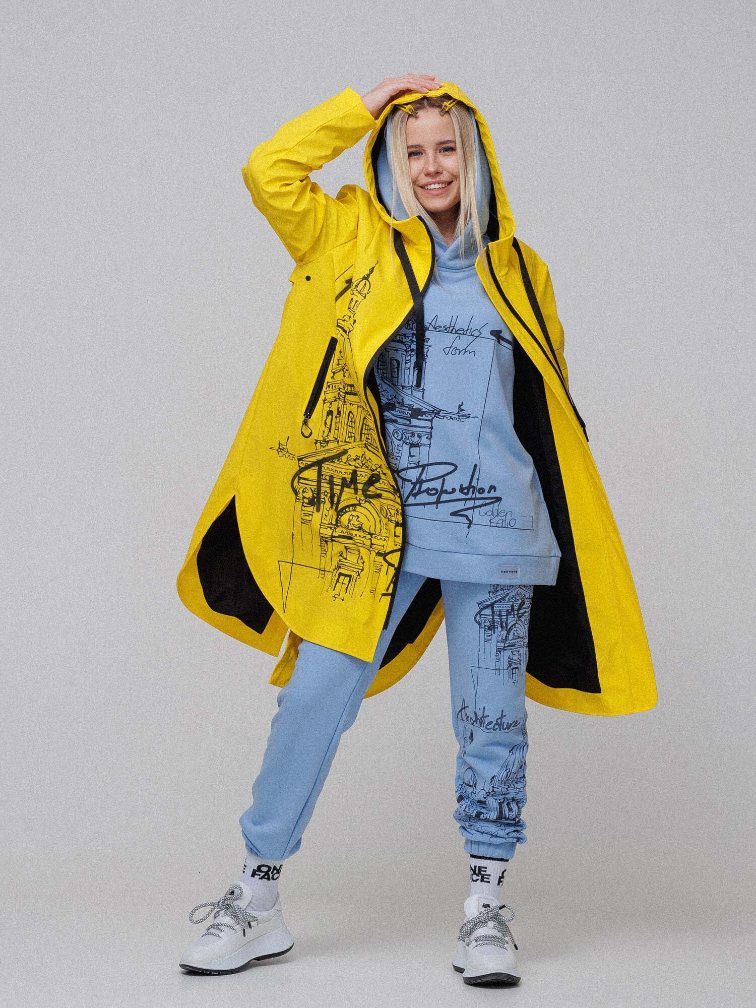 Raincoat With Architectural Pattern, Raincoat, Water-repellent Coat ...