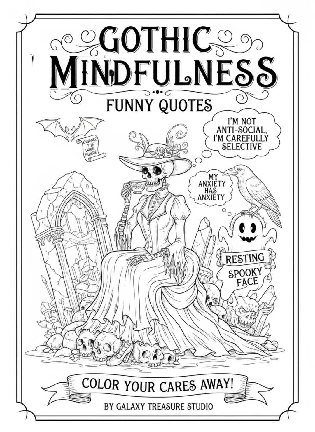 Funny Fall Gothic Mindfulness Printable Art Pack | Stress Relief ...