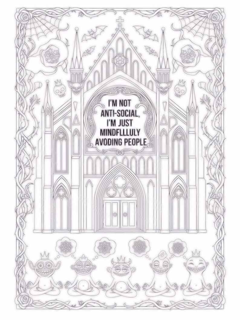 Funny Fall Gothic Mindfulness Printable Art Pack | Stress Relief ...