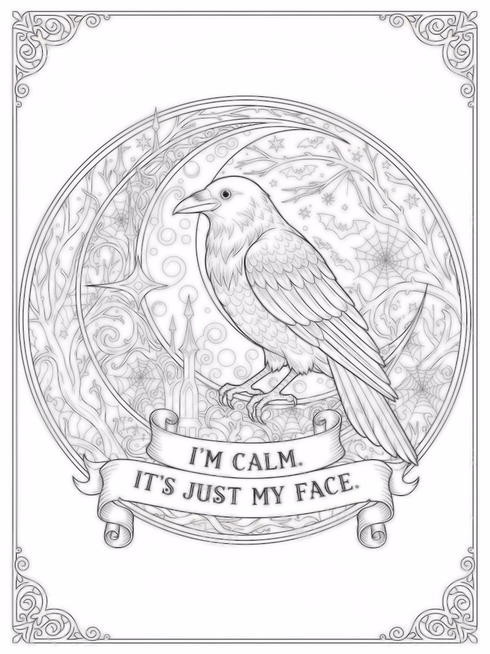 Funny Fall Gothic Mindfulness Printable Art Pack | Stress Relief ...